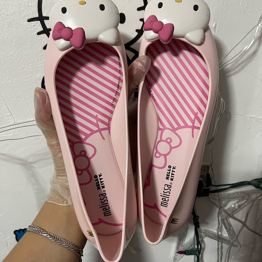 Sanrio Hello Kitty Logo Ballet Pink Flats - Gem